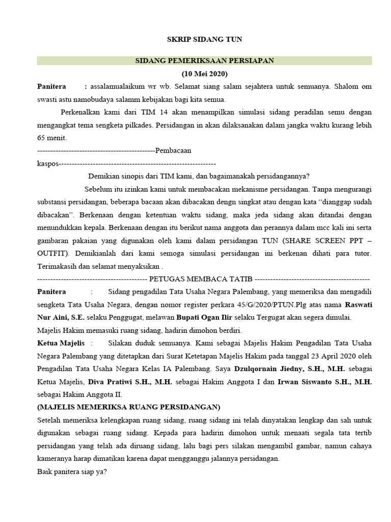 Skrip Sidang Tun | PDF