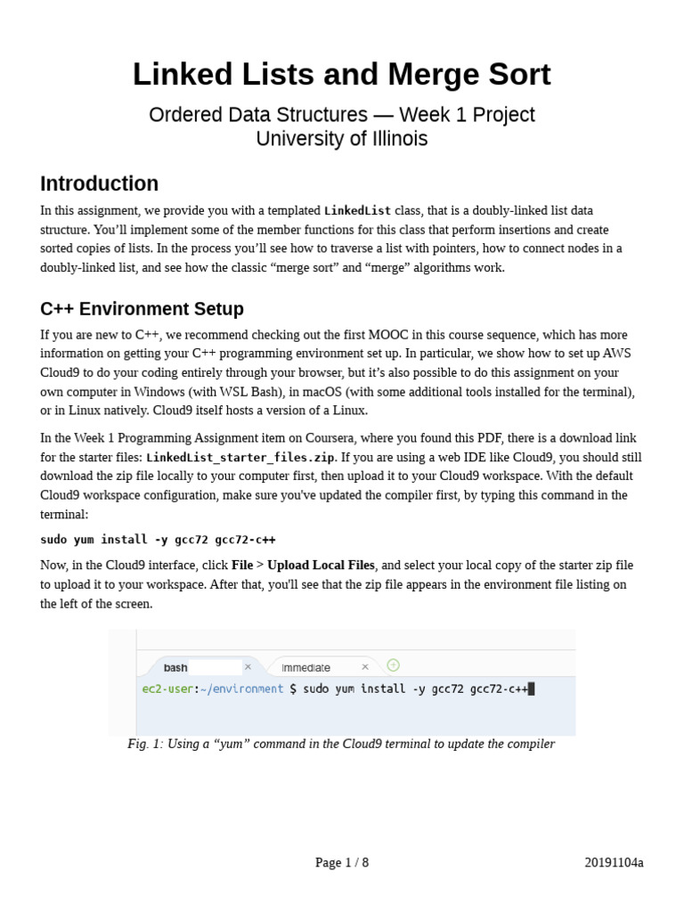 LinkedList Project Instructions 20191104a | PDF | Pointer (Computer Programming) | Computer Program