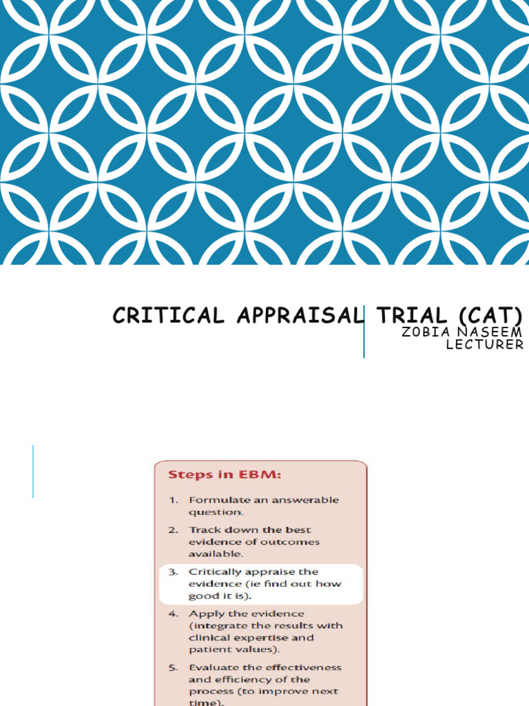 Critical Appraisal Trial (Cat) : Z0Bia Naseem Lecturer | PDF | P Value ...
