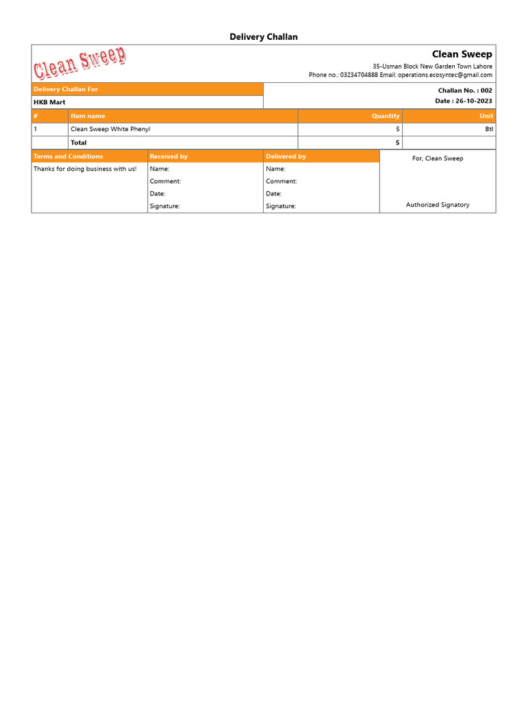 New Format For Delivery Challan | PDF