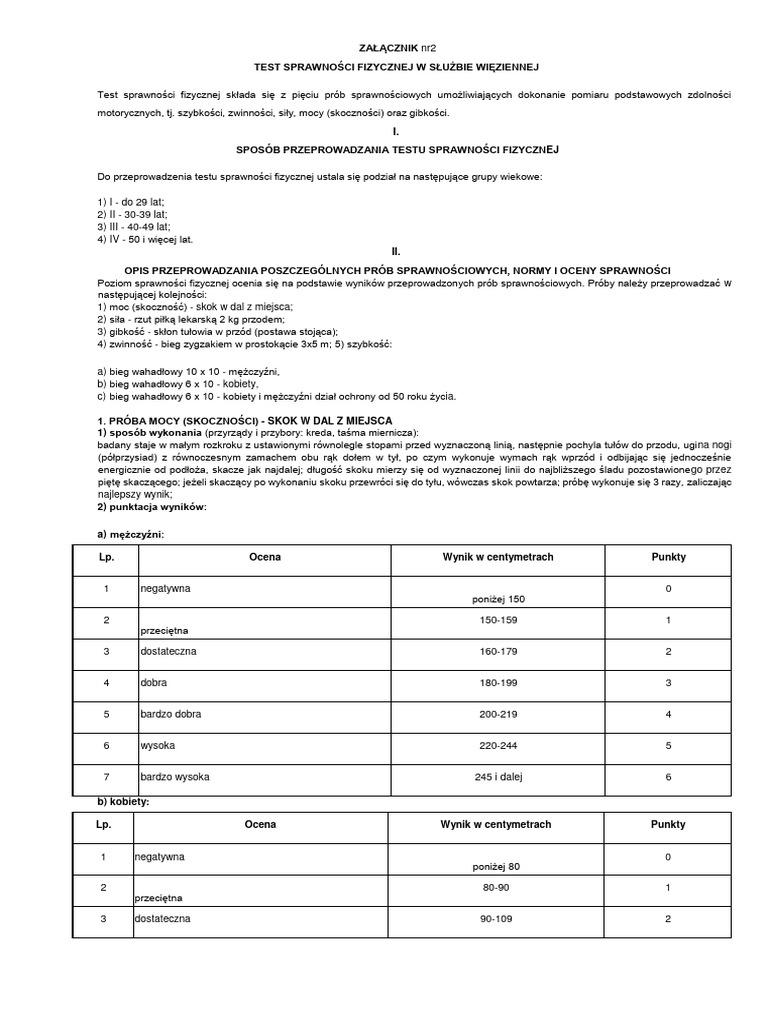 Testy Sprawnosciowe Wiezienie | PDF
