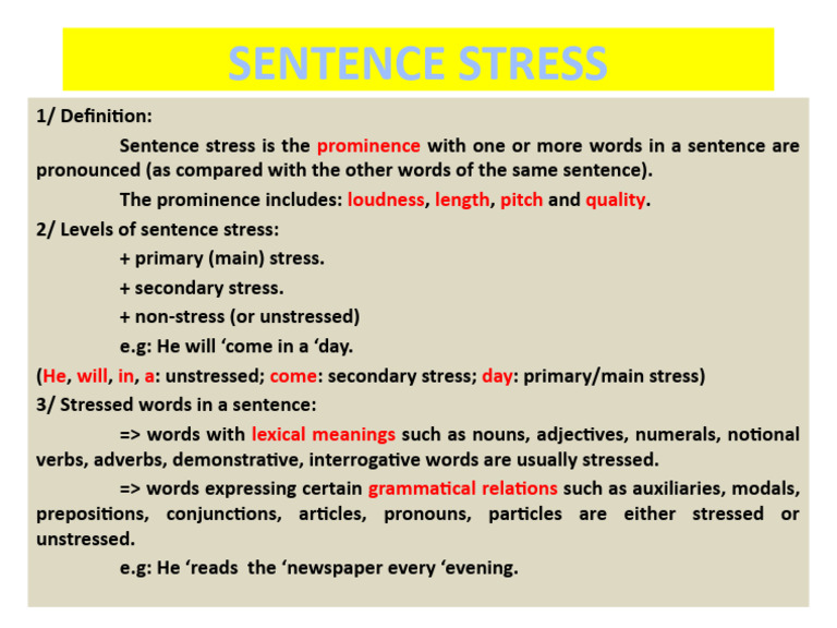 Understanding Sentence Stress Rules | PDF | Language Arts & Discipline ...
