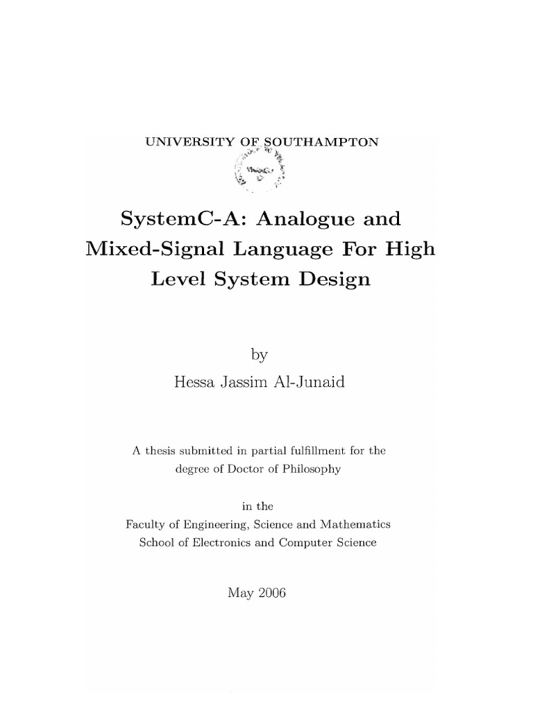 Systemc-A: Analogue and Mixed-Signal Language For High Level System ...