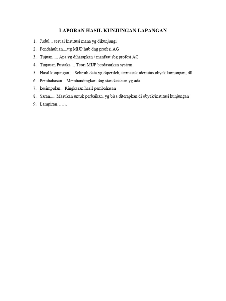 Laporan Kunjungan Profesi AG | PDF