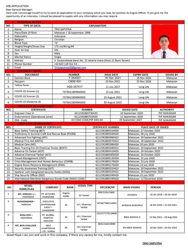 CV Trio Saputra | PDF | Water Transport | Shipping