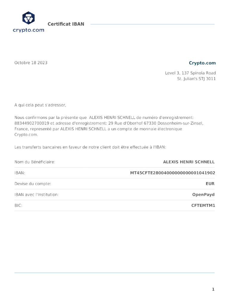 Iban Certificate 19388982 18.10.2023 | PDF