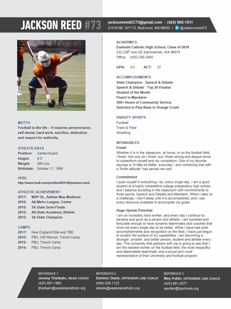 College Football Resume Template | PDF