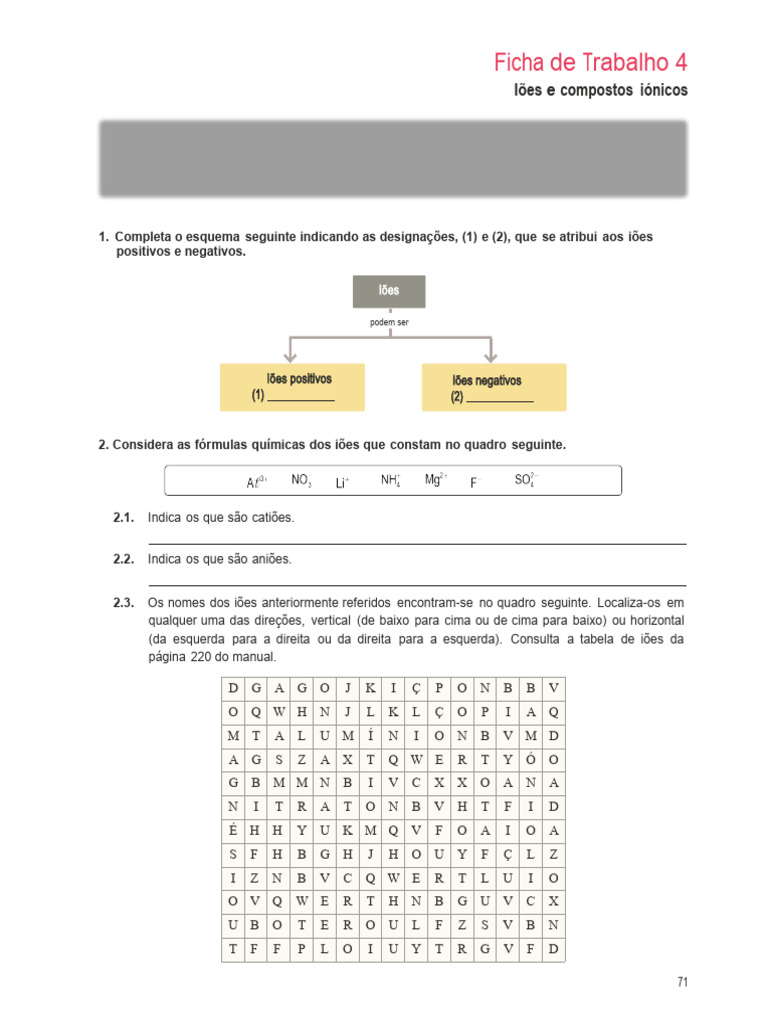 Exp8 GP Ficha Trabalho 4 | PDF | Íon | Átomos