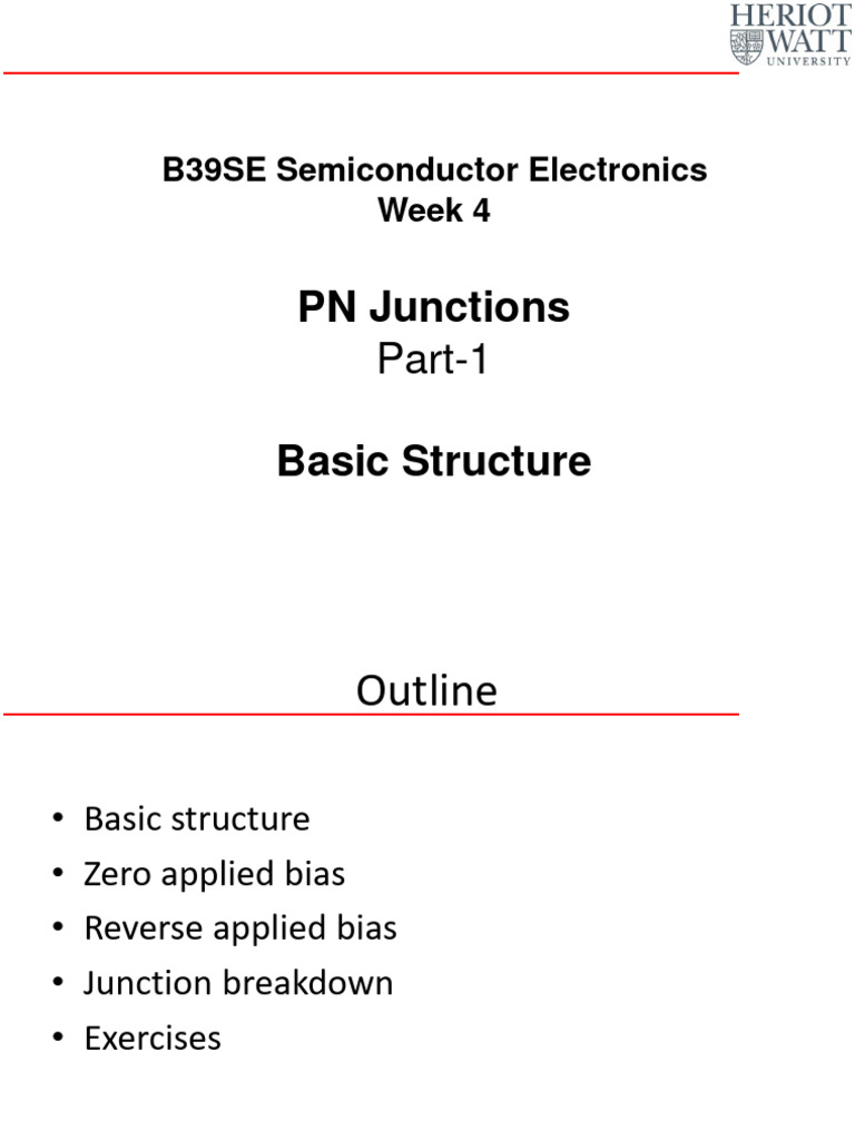 Week 4 - PN Junctions | PDF | P–N Junction | Semiconductors