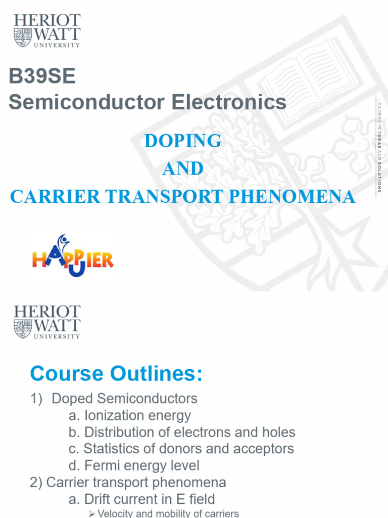 Week 3 - Doping and Carrier Transport Phenomena | PDF | Doping (Semiconductor) | Semiconductors