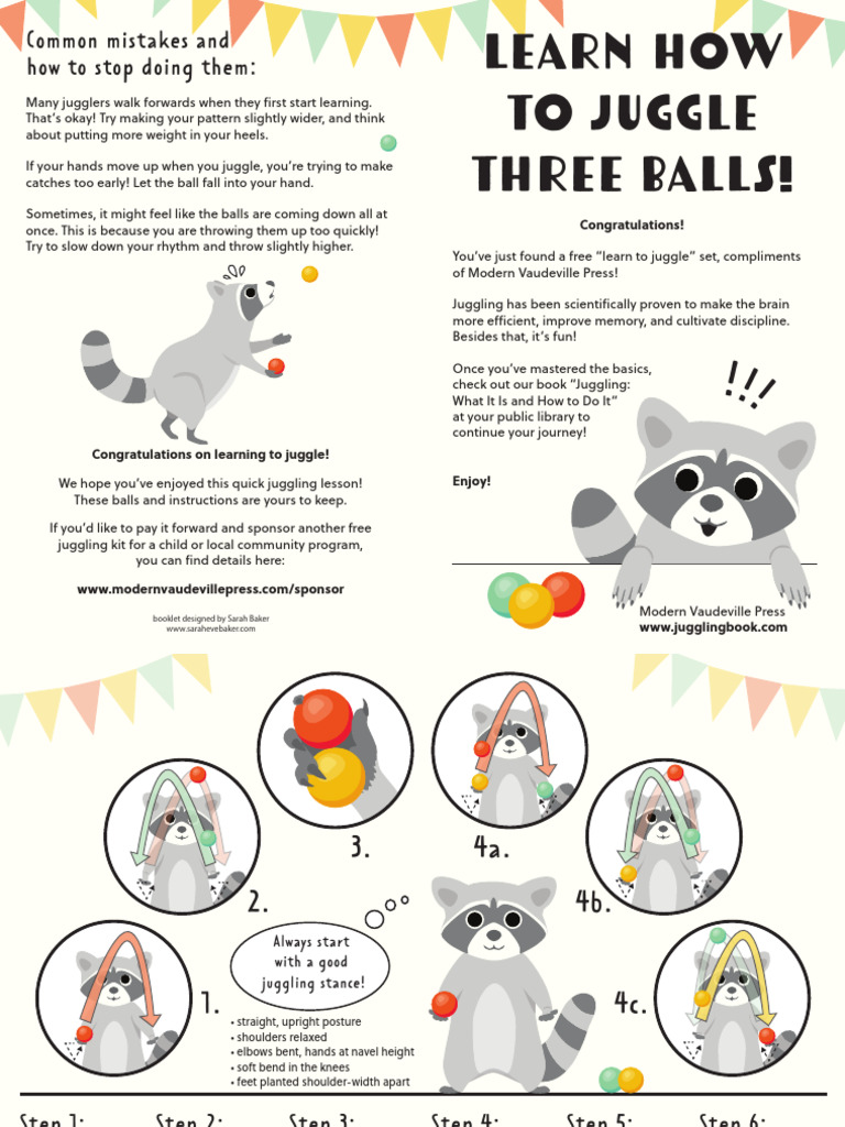 Learn To Juggle Three Balls Modern Vaudeville Press Single Sheet Sarah ...