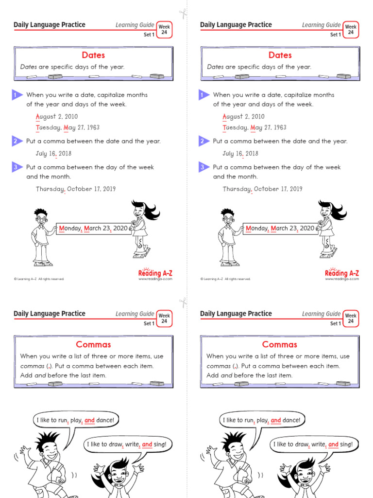 Capitalization and Commas-Dates & Punctuation - Commas in A Series ...