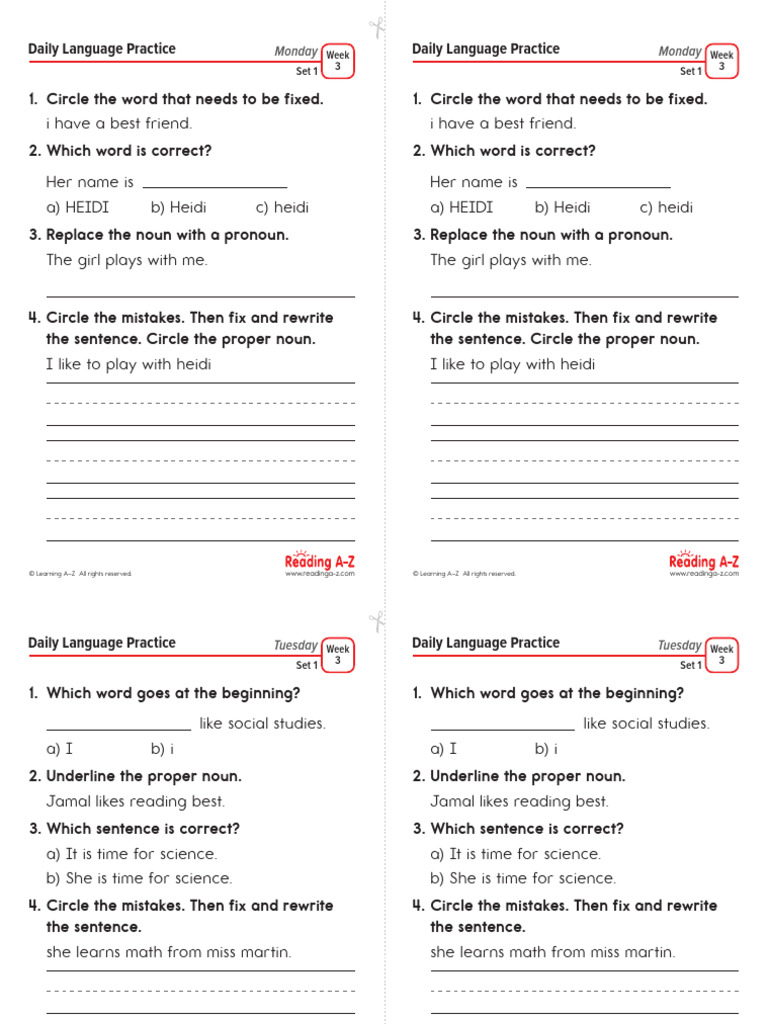 Capitalization - Pronouns & Proper Nouns - Activity - Sheets | PDF
