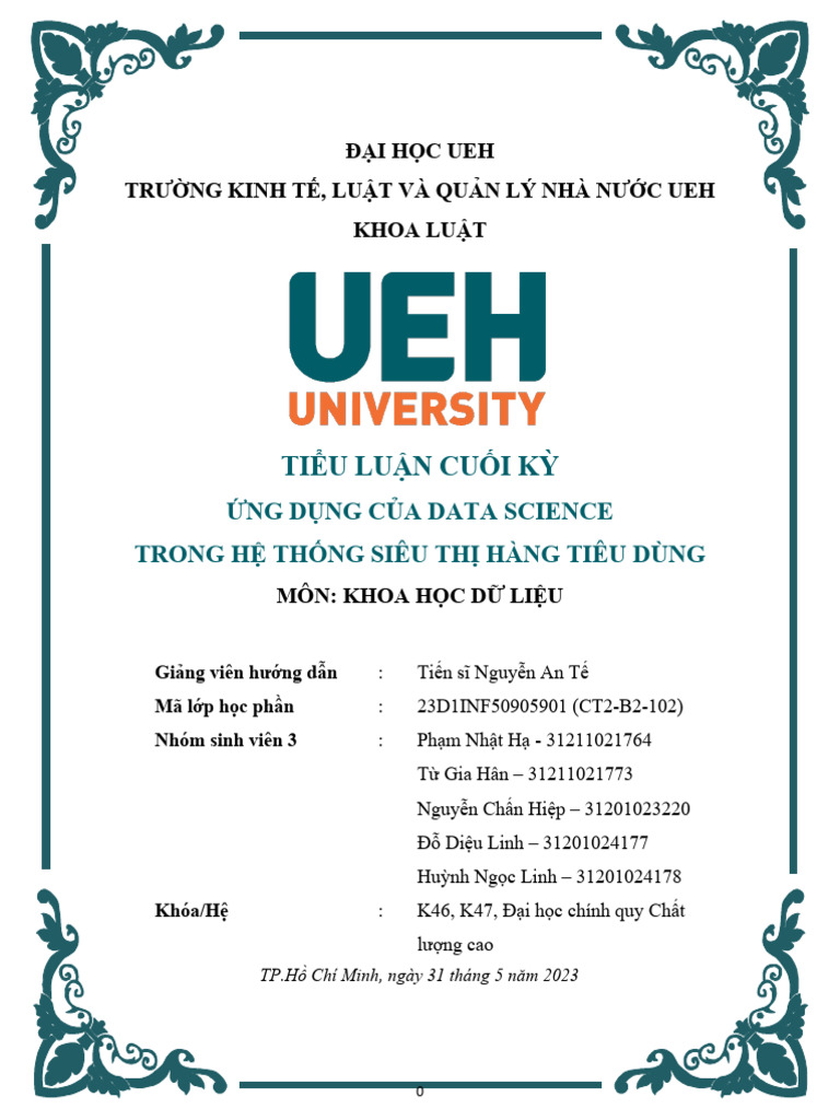 KHDL - NHÓM 3 - HỆ THỐNG SIÊU THỊ HÀNG TIÊU DÙNG | PDF