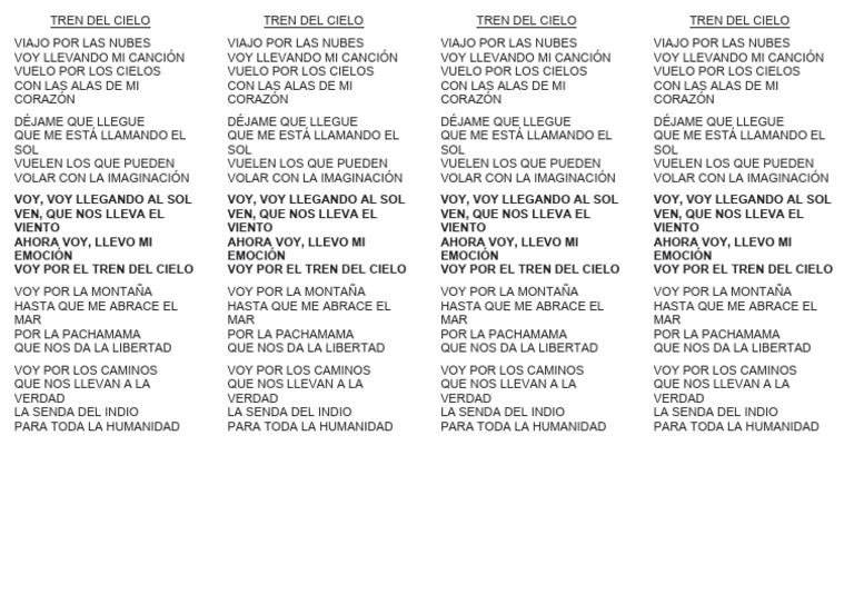 Tren Del Cielo Letra | PDF