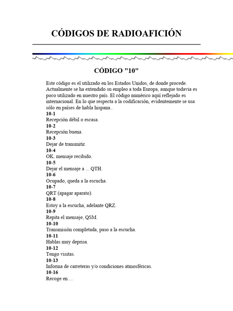 Códigos de Radioafición | PDF | Radio | Telecomunicaciones