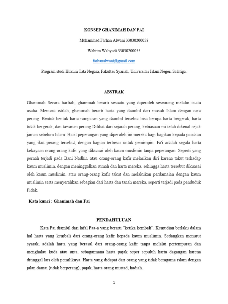 Konsep Ghanimah Dan Fai | PDF