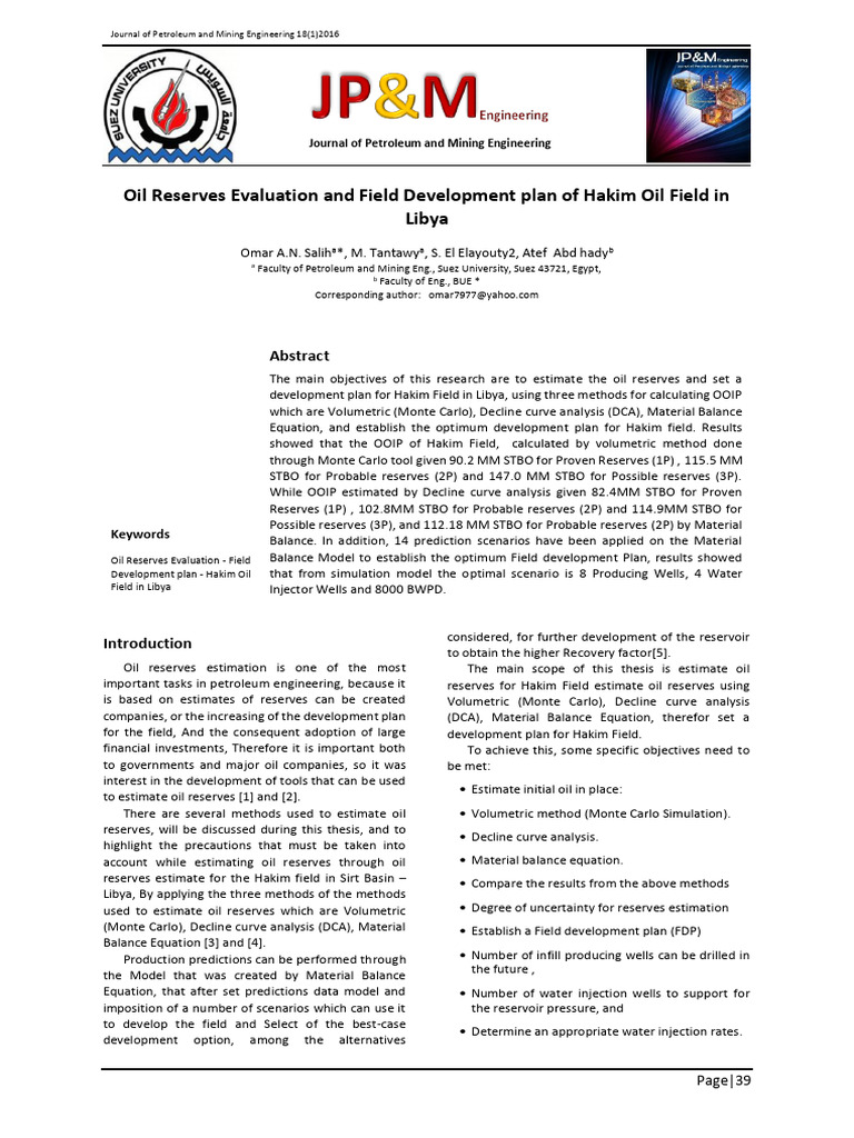 JPME Volume 18 Issue 1 Pages 39-53 | PDF | Enhanced Oil Recovery ...