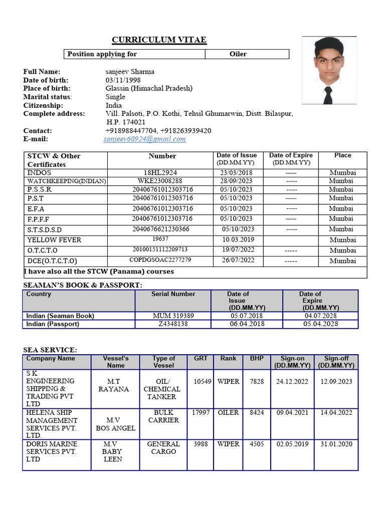 Sanjeev CV | PDF | Transport | Watercraft