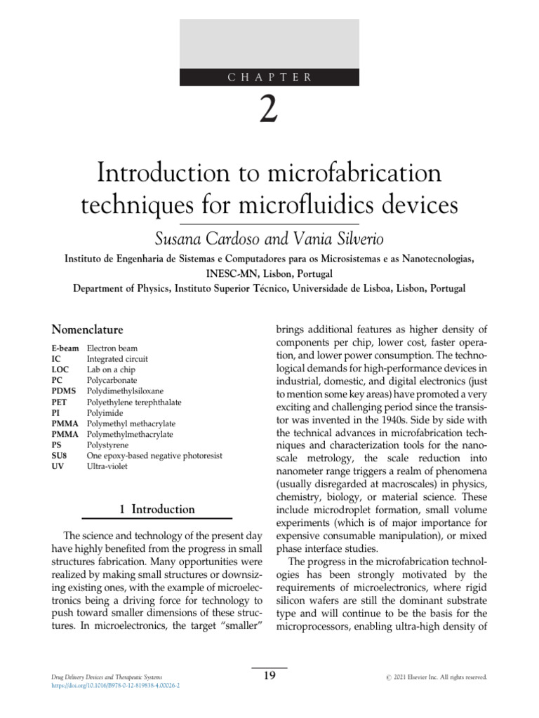 Introduction To Microfabrication Techniques For Microfluidics Devices | PDF | Computers