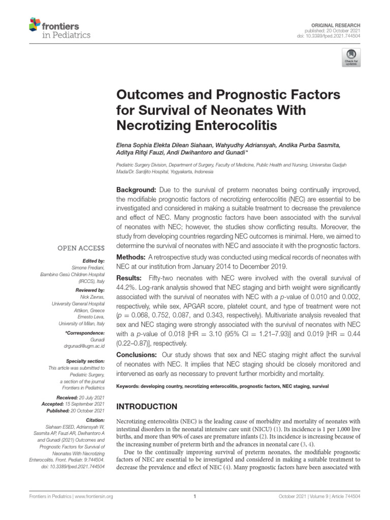 NEC Outcome Research | PDF | Preterm Birth | Medical Specialties