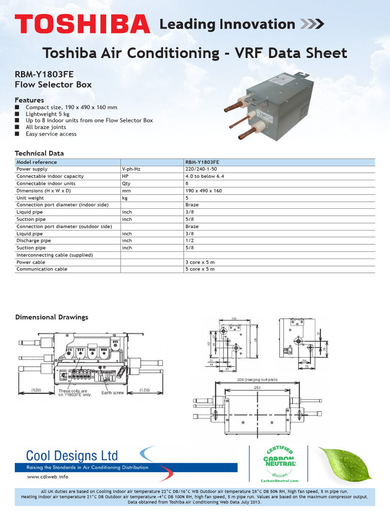 Y1803FE Flow Selector Box Data Sheet Single Page | PDF
