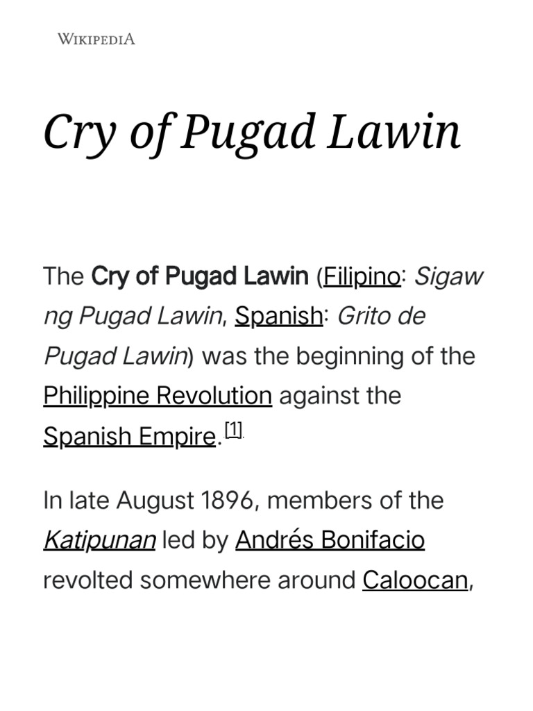 Cry of Pugad Lawin Wikipedia | PDF | Spanish Empire | Philippines