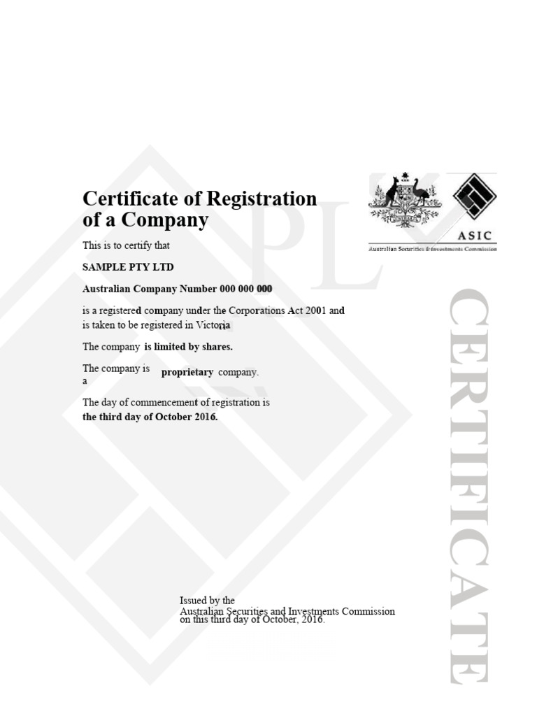 Sample Pty LTD | PDF | Registered Agent | Corporations