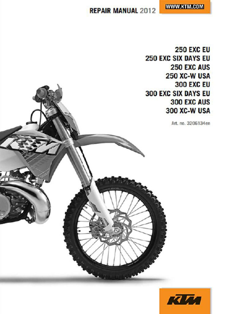 2012 KTM 250 - 300 EXC-XC-W Service Repair Manual | PDF