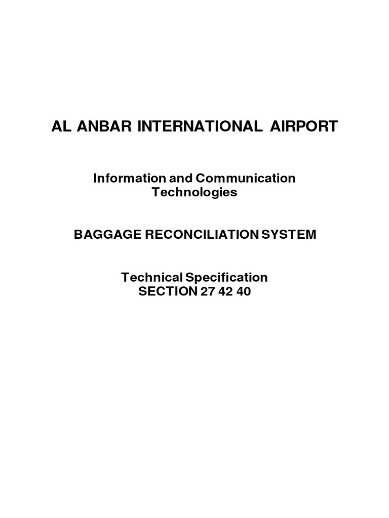 27 42 40 Baggage Reconciliation System Brs Pdf