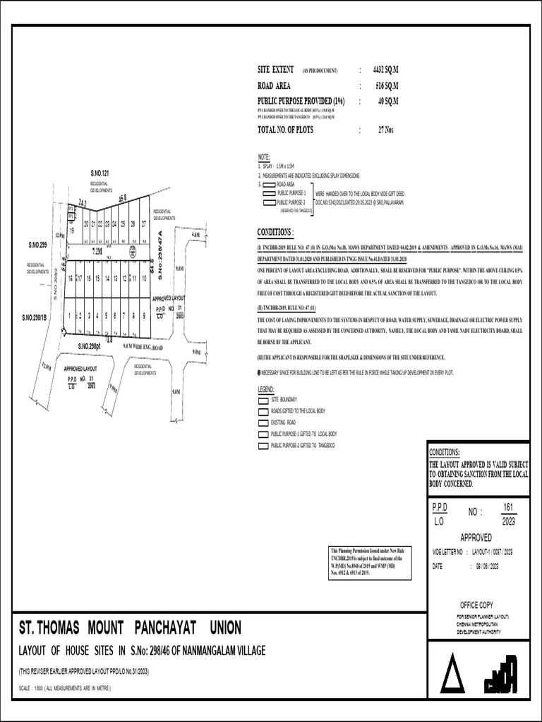St. Thomas Mount Panchayat Union: Layout of House Sites in S.No: 298/46 ...