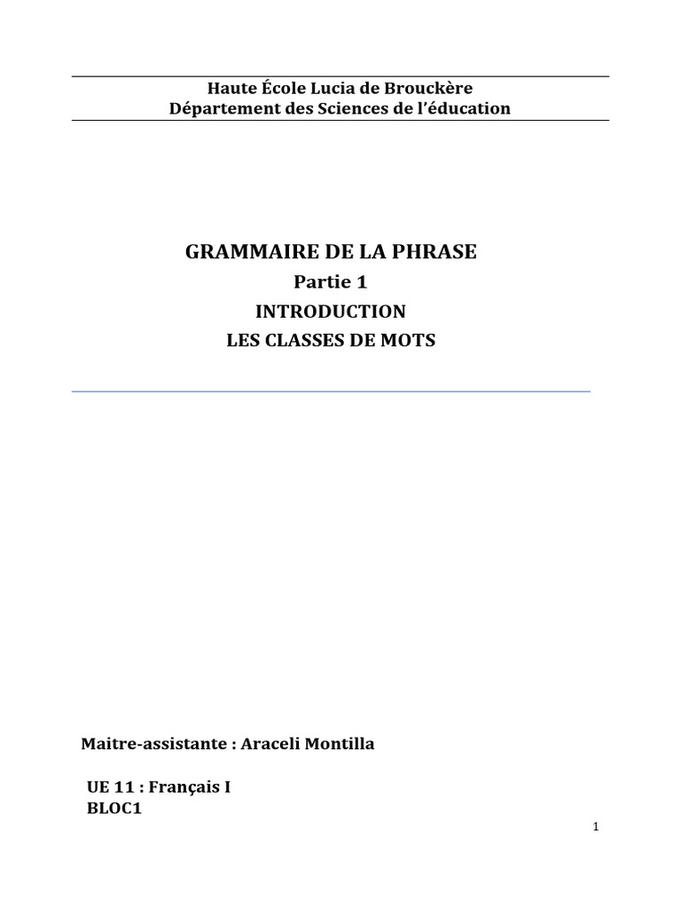 21-22 - Grammaire de La Phrase - PARTIE 1 | PDF