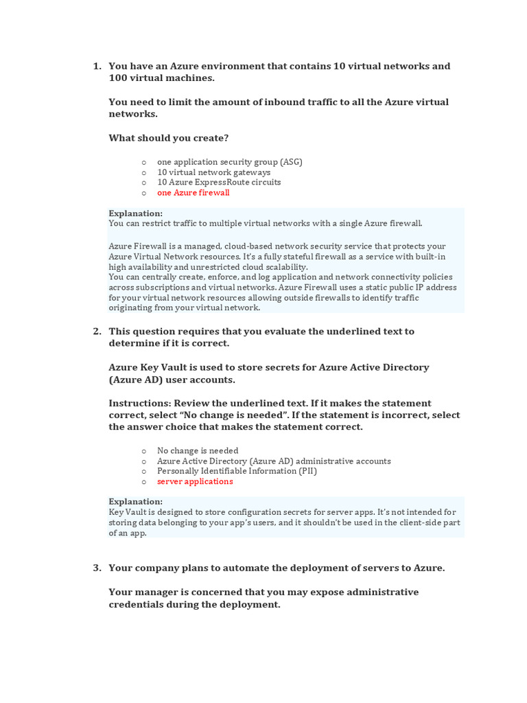 Az900 Questions 3 Pdf Computer Network Microsoft Azure