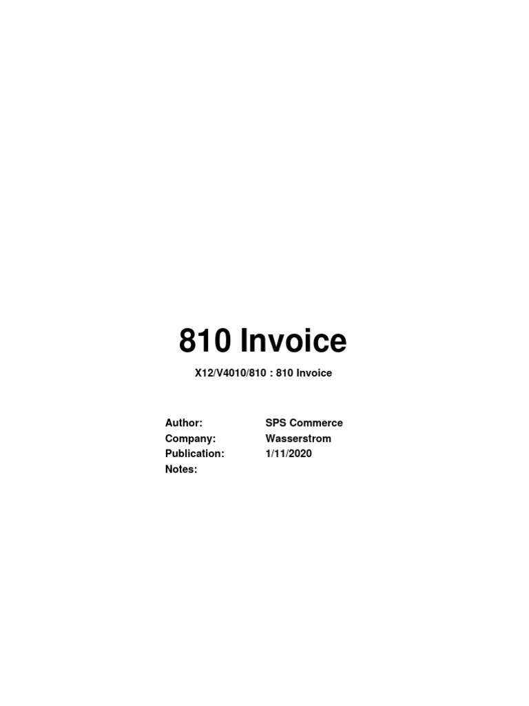 Wasserstrom 810 Invoice v4010 | PDF | Finance & Money Management ...