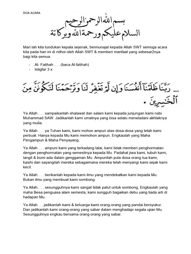 Doa Acara | PDF