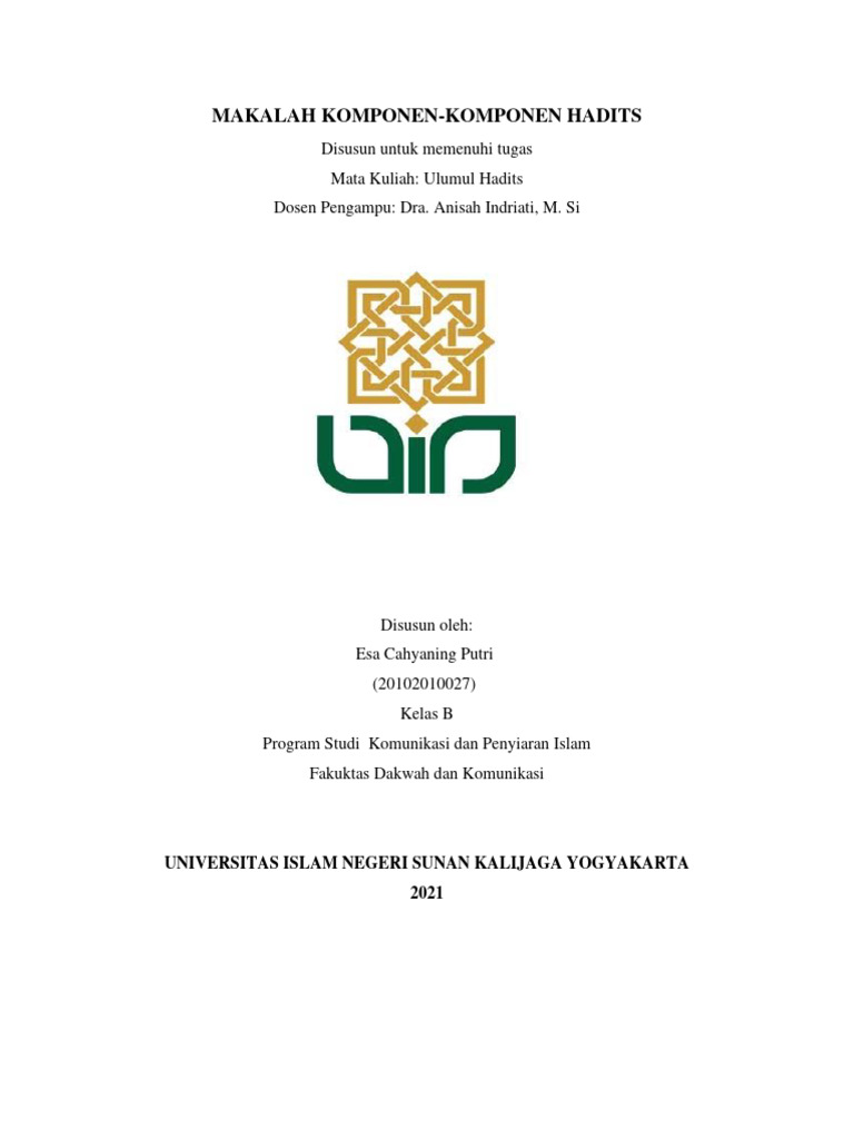 Komponen Utama dalam Hadits Islam | PDF | Agama & Spiritualitas