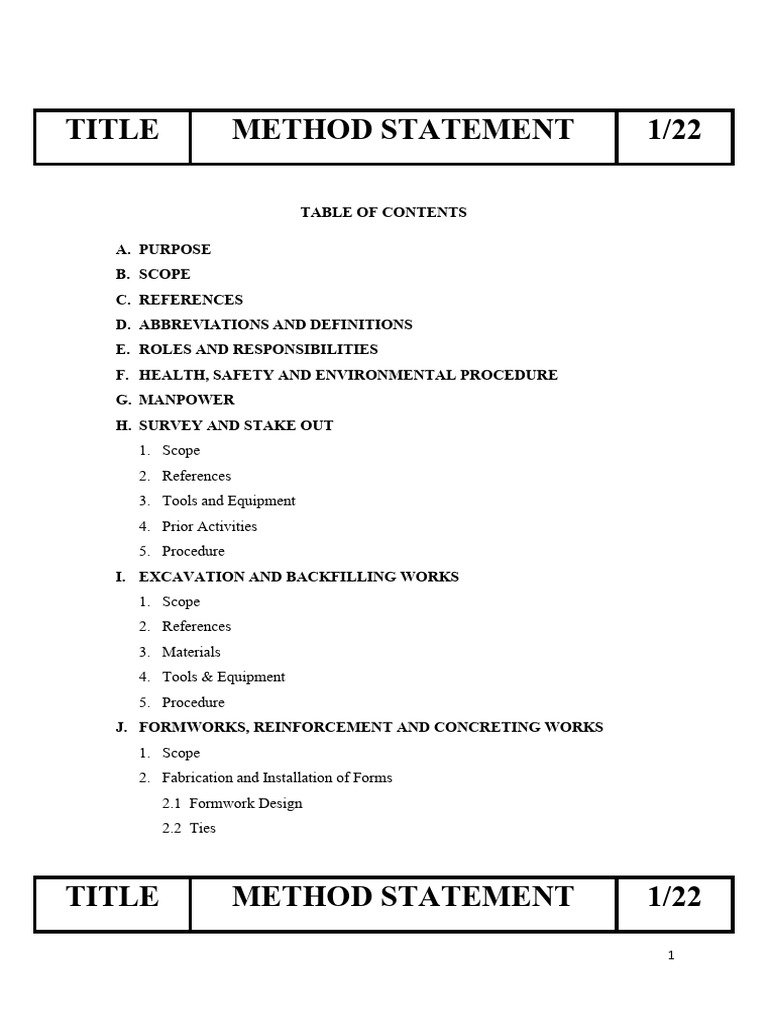 Method Statement Example | PDF
