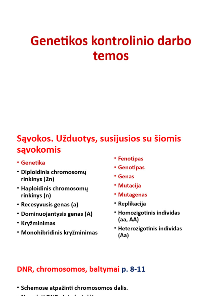 II. Genetikos Kontrolinio Darbo Temos | PDF