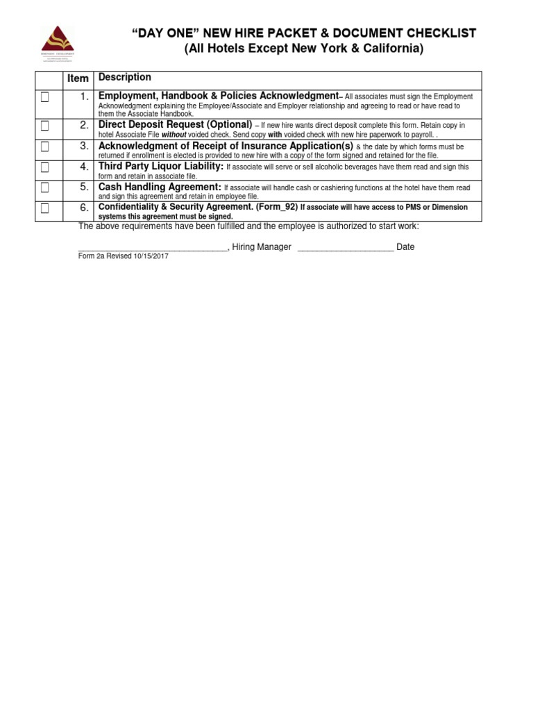 Form 02-ALL-New Hire Packet (All States Except NY CA) PM Final | PDF ...