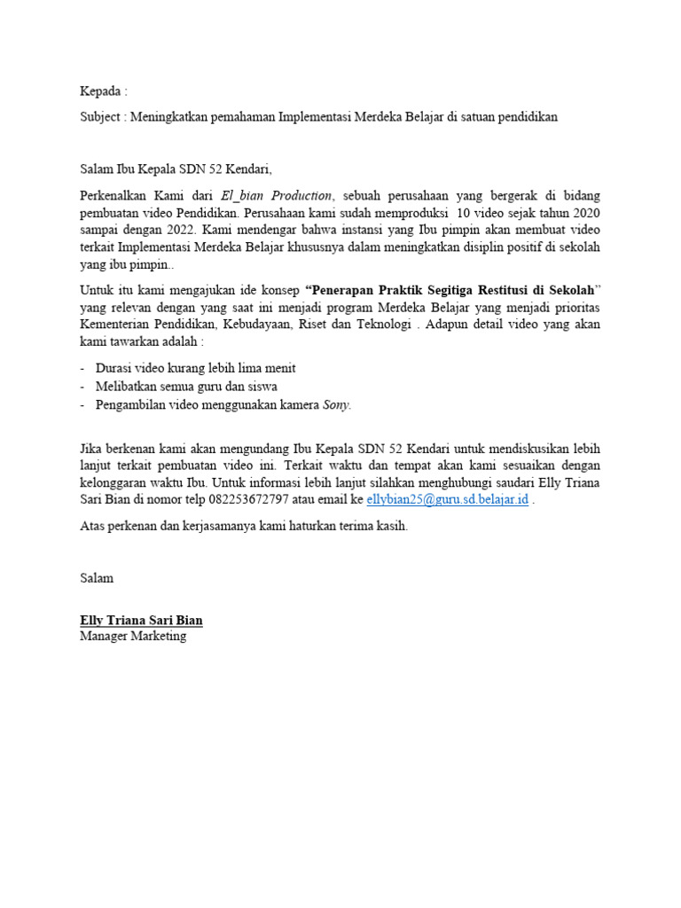 Contoh Tugas 1 Email Pitching | PDF