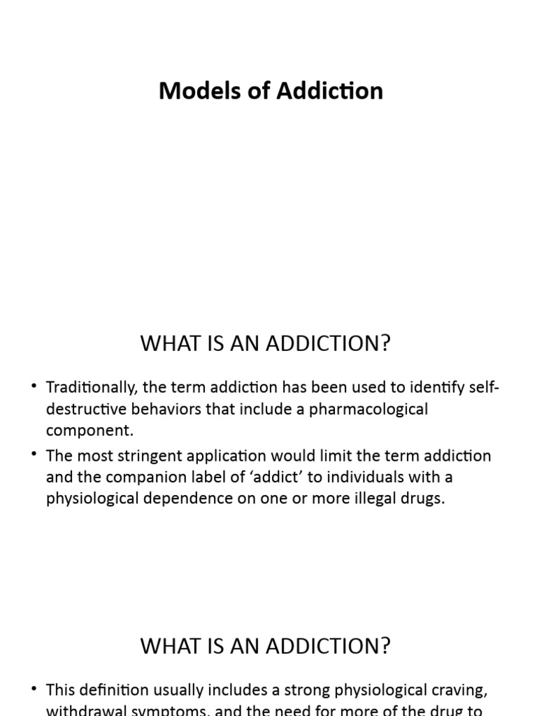 Drug Use and Addiction BSC Lecture 2 Models of Addiction LMS 2 | PDF ...