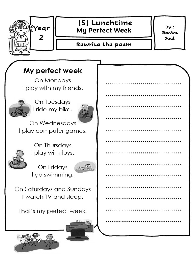 Free Time - My Perfect Week (Poem) | PDF