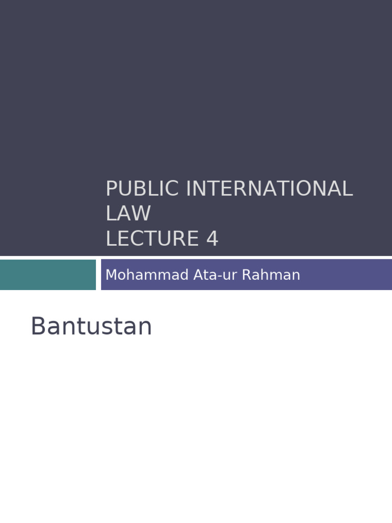 Public International Law A Lectures 5 & 6 | PDF