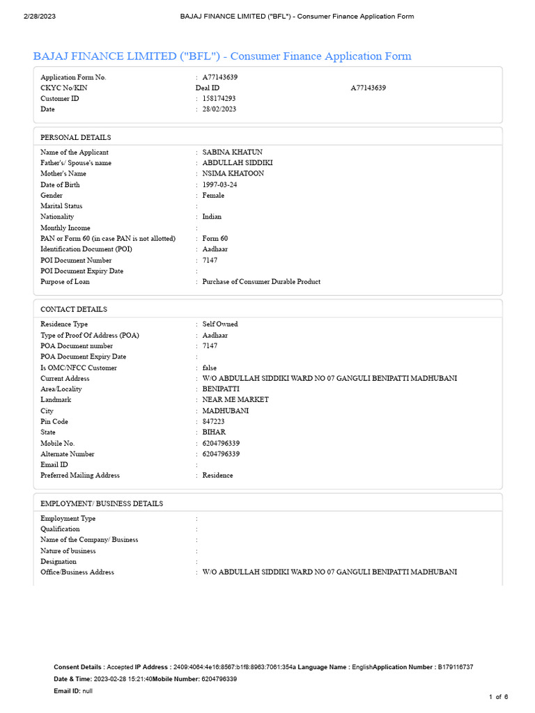 Application Form - 13 - 54 - 48 | PDF | Identity Document | Loans