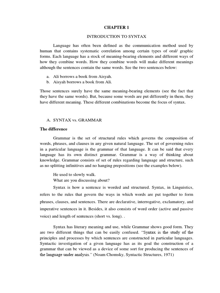 Chapter 1 Defining Syntax Pdf Syntax Phrase 1907