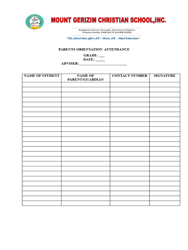 Parents Orientation Attendance | PDF | Career & Growth