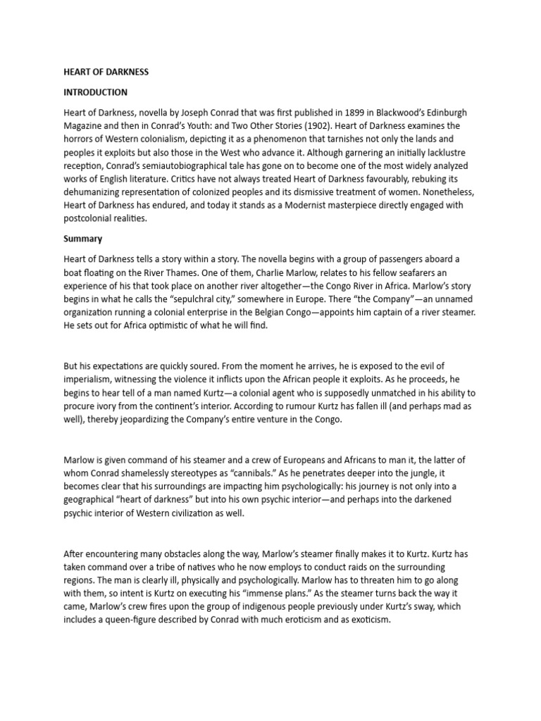 Heart of Darkness: Part 1 Overview | PDF | Young Adult | Classics