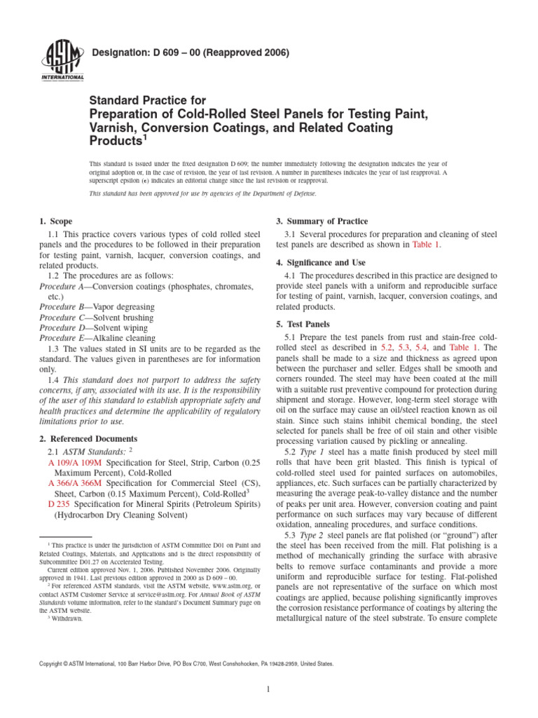 Preparation of Cold-Rolled Steel Panels For Testing Paint, Varnish ...