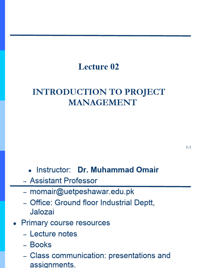 Lecture No.01 Introduction To Project Mangment | PDF Lecture No.01 Introduction To Project Mangment | PDF
