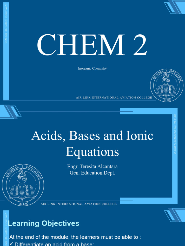 CHEM 2 Acids, Bases and Ionic Equations | PDF